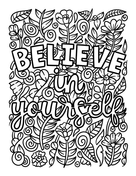 Premium Vector Believe In Yourself Motivational Quote Coloring