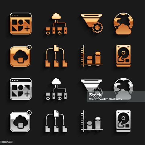 Set Folder Tree Social Network Hard Disk Drive Hdd Data Analysis Cloud