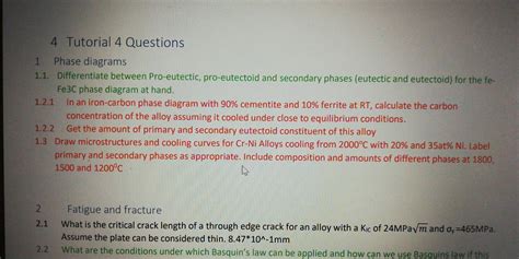 Solved Phase Dlagram4 Tutorial 4 Questions 1 Phase Diagrams