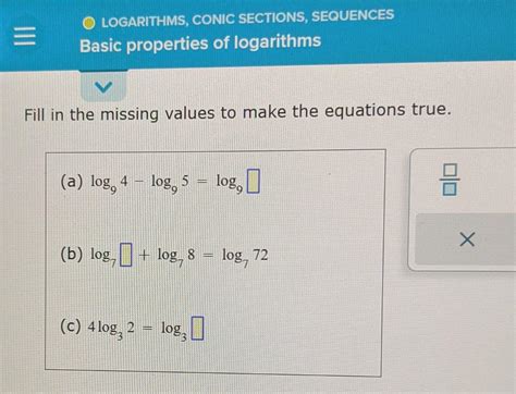 Solved Fill In The Missing Values To Make The Equations Chegg