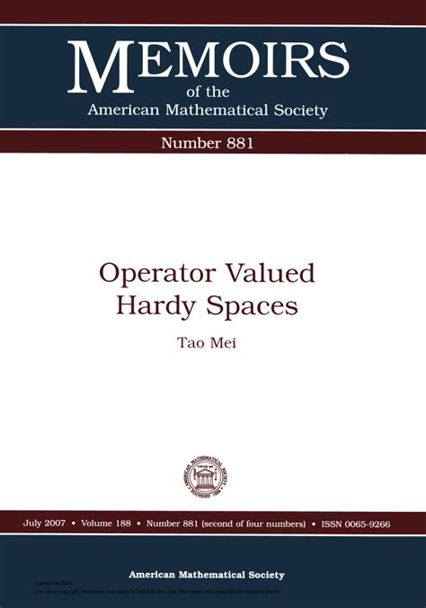 Pdf Operator Valued Hardy Spaces Introduction
