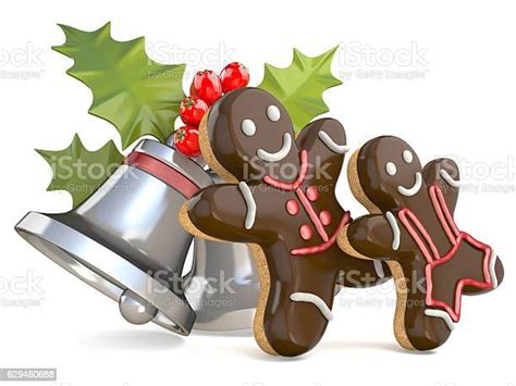 홀리 베리와 함께 웃고있는 진저 브레드 남자와 크리스마스 종 3차원 형태에 대한 스톡 사진 및 기타 이미지 3차원 형태 진저브레드 남자 12월 Istock