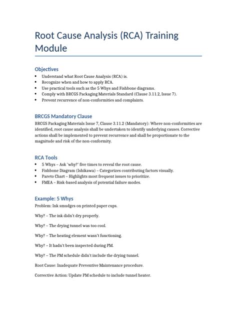 Free Root Cause Analysis Training Module Pdf