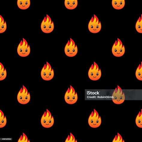 Cute Smiling Flames Seamless Pattern Stock Illustration Download