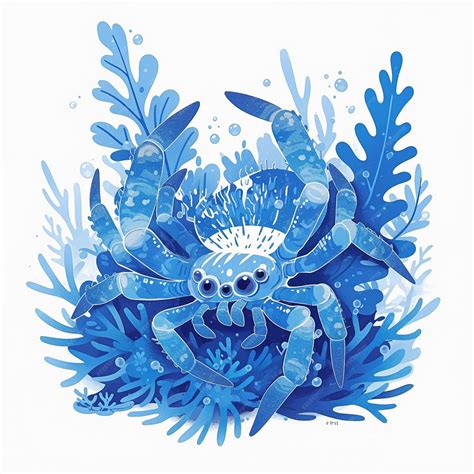 Sea Spider Crawling On Coral Premium Ai Generated Vector
