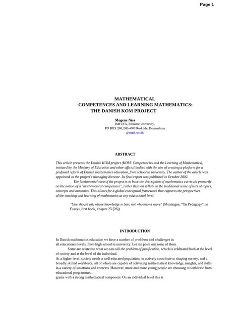 Danish Math Education Reform Pdf Mathematics Mathematical Proof