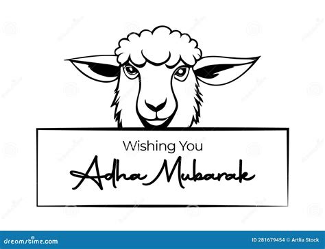 Wishing You Happy Adha Mubarak Eid Greeting Design With A Sheep Cartoon