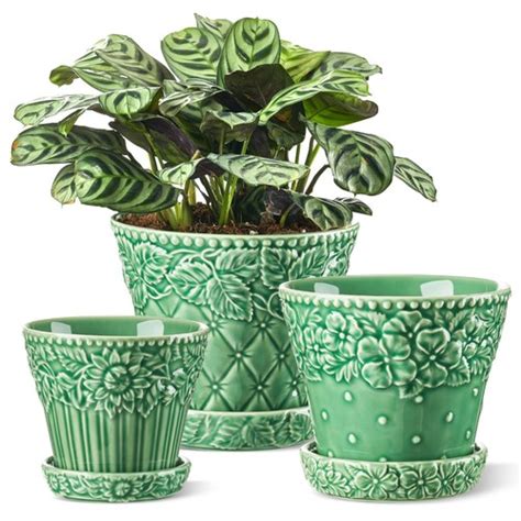 Ceramic Plant Pots 384958 Inch Set Of 3 Flower Pots With