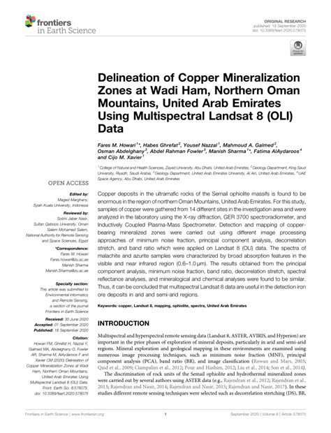 Pdf Delineation Of Copper Mineralization Zones At Wadi Ham Northern