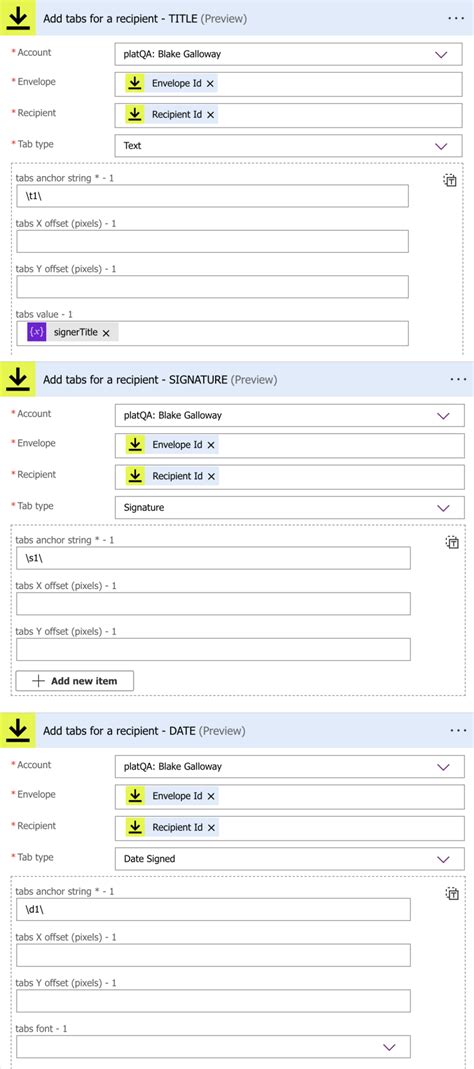 expanding power automate series send an envelope through a custom