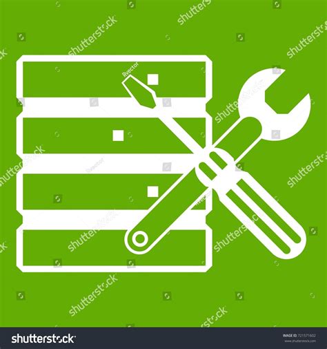 Database Screwdriverl Spanner Icon White Isolated Stock Vector Royalty Free 721571602