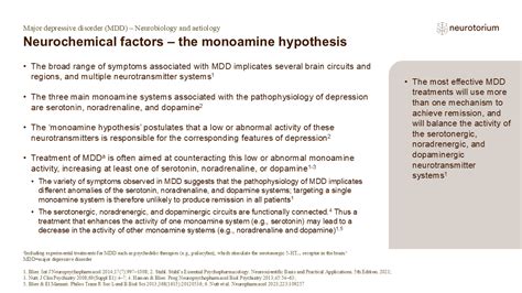 Neurochemical Factors The Monoamine Hypothesis Neurotorium
