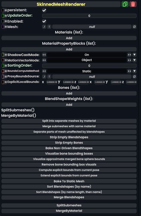 Component SkinnedMeshRenderer Resonite Wiki