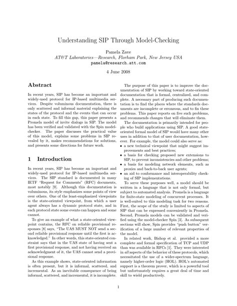 Pdf Understanding Sip Through Model Checking