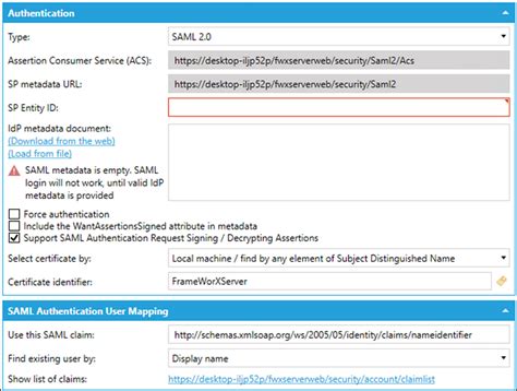 Saml 2 0 Configuration Settings