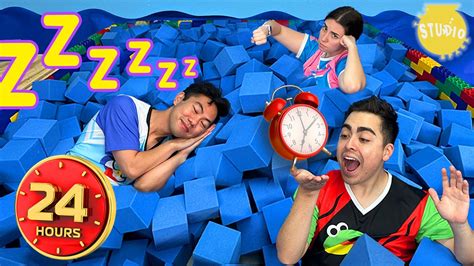 24 HOURS OVERNIGHT Challenge in the foam PIT! - YouTube