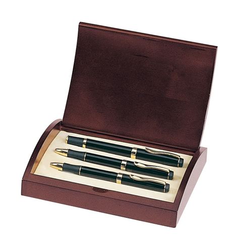 Executive 3 Piece Pen And Pencil Set In Glossy Black Finish S61103 Bk