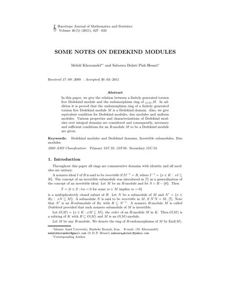 Pdf Some Notes On Dedekind Modules