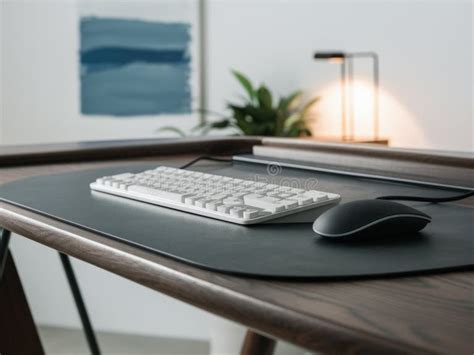 Modern Workspace Featuring A Wireless Keyboard And Mouse Stock