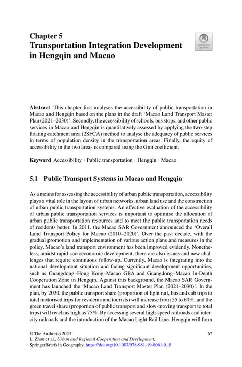 Pdf Transportation Integration Development In Hengqin And Macao