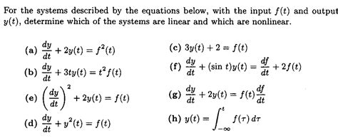 solved for the systems described by the equations below