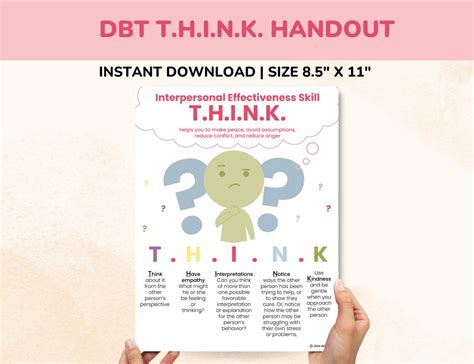 Dbt Think Skill Handout Interpersonal Effectiveness Skills Pdf Etsy