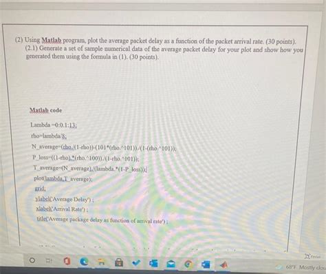 Solved Using Matlab Program Plot The Average Packet Chegg
