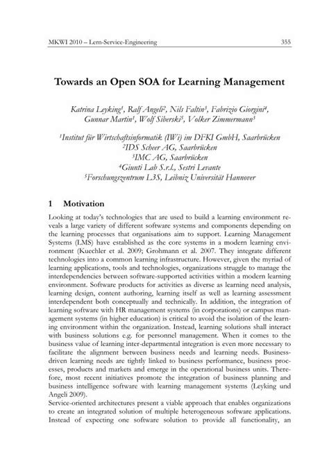 PDF Towards An Open SOA For Learning Managementwebdoc Sub Gwdg De Univerlag 2010 Mkwi 01