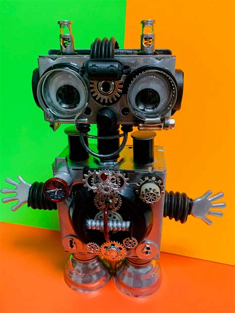 Adon Assemblage Art Robot Made From Found Objects Etsy