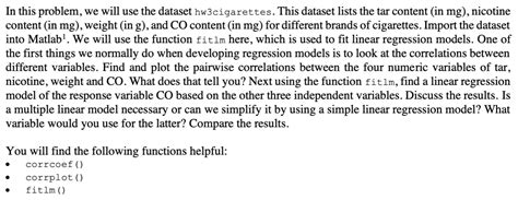 In This Problem We Will Use The Dataset Chegg