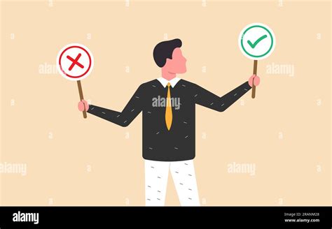 Thoughtful Businessman Holds Right Or Wrong Options Illustrating Moral Decision Making Stock