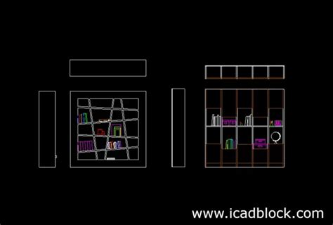 Bookshelf Cad Block Collection In Dwg Icadblock