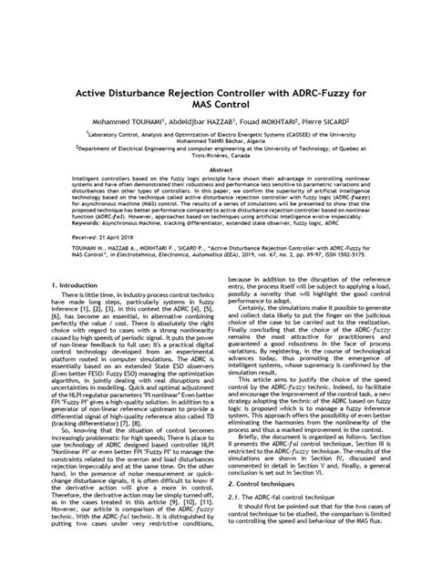 active disturbance rejection controller with adrc fuzzy for mas control