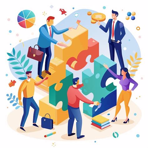 teamwork solving puzzle pieces together for success premium ai generated vector