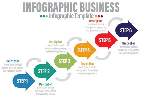 vector infographic template arrows for six paper label diagram graph