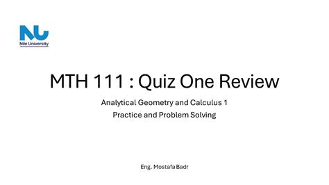 Mth 111 Problem Solving Quiz One Eng Mostafa Badr Youtube