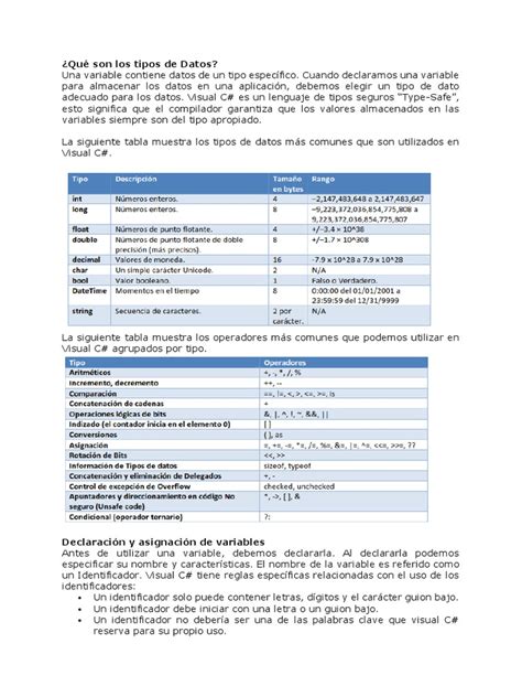 Instrucciones Básicas De C Sharp C Pdf C Sharp Lenguaje De