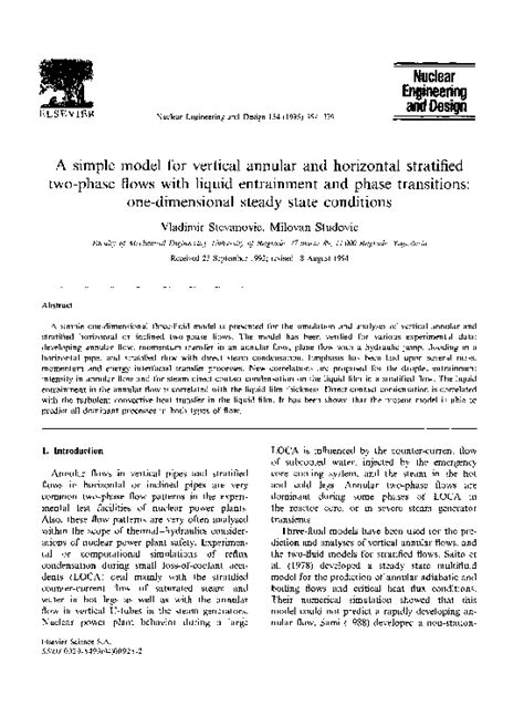Pdf A Simple Model For Vertical Annular And Horizontal Stratified Two