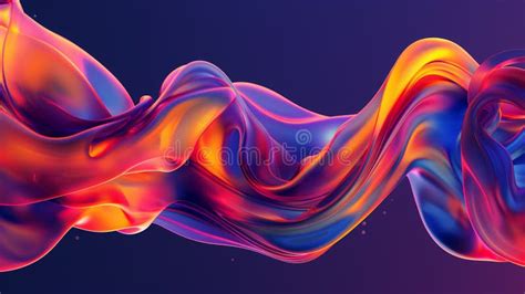 Vivid Abstract Colorful Flowing Fabric Like Ribbons Dynamic Motion Dark Background Stock