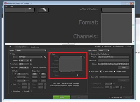 adobe flash media live encoder audio problem