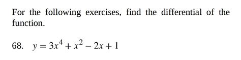 solved for the following exercises find the differential of