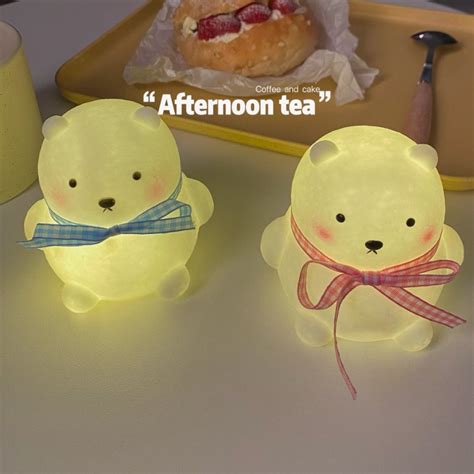 귀여운 아기 방 만화 야간 수면 조명 어린이 침대 램프 곰 야간 조명 어린이 선물 야간 조명