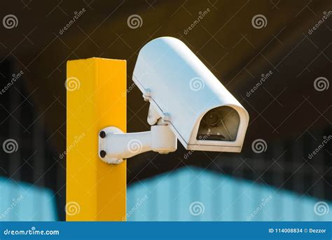 cctv security camera at security point the throughput mode stock