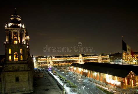 Metropolitan Cathedral Zocalo Mexico City At Night Stock Image Image Of Building Nature 4464003