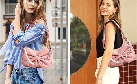 Bsitsss Pink Shoulder Bags For Women Girls Artificial Leather Pink