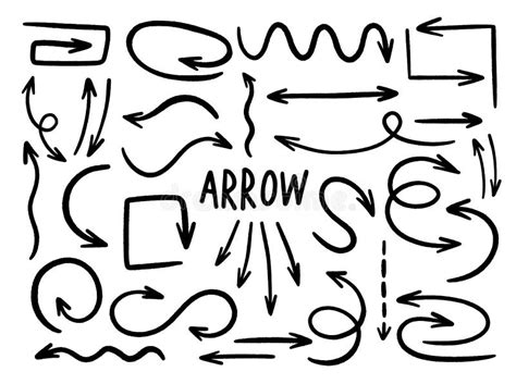 Arrow Collection Hand Drawn Style Drawing Line Element Design Stock Vector Illustration Of