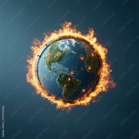 Climate Clock A Globe Surrounded By Flames Symbolizes Global Warming