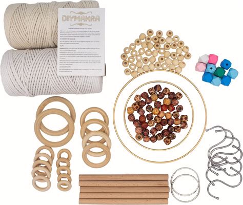 DIYMAKRA Macrame Set For Beginners 144 Pieces Macrame To Make Yourself Macrame Yarn Set