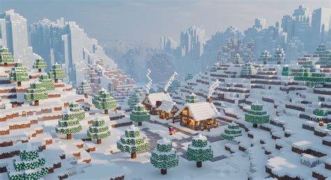 Snowy Minecraft Village In Winter Wonderland A Cozy Cabin Nestled