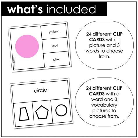 Colors And Shapes Vocabulary Clip Card Activity Task Cards